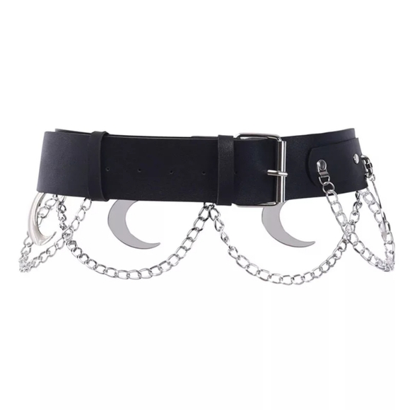 Accessories | Goth Punk Witch Crescent Moon Chain Pu Belt Nip | Poshmark